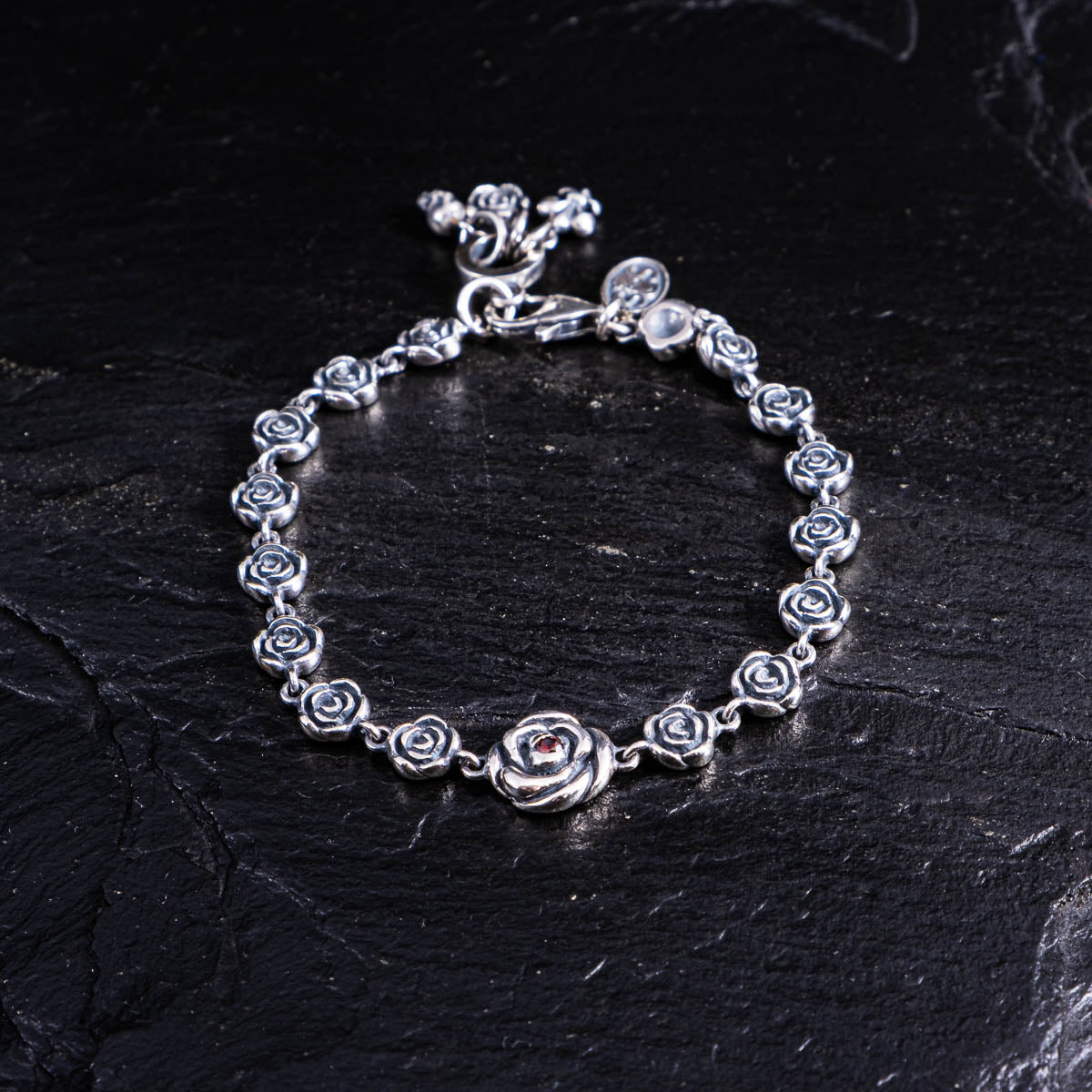 Silver bracelet rose